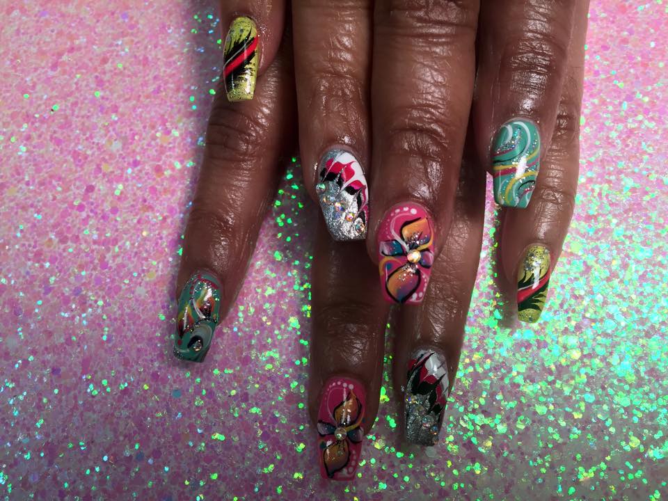 Caribbean Confidence, nail art designs by Top Nails, Clarksville TN ...